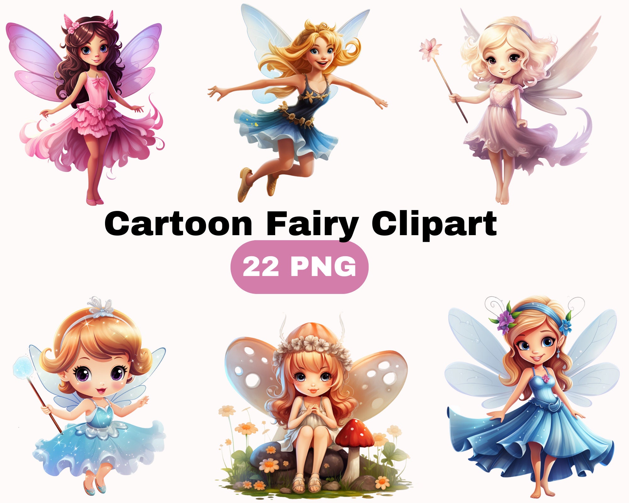22 PNG Cute Fairy Watercolor Clipart, Fairy Tale Graphics, Nursery ...