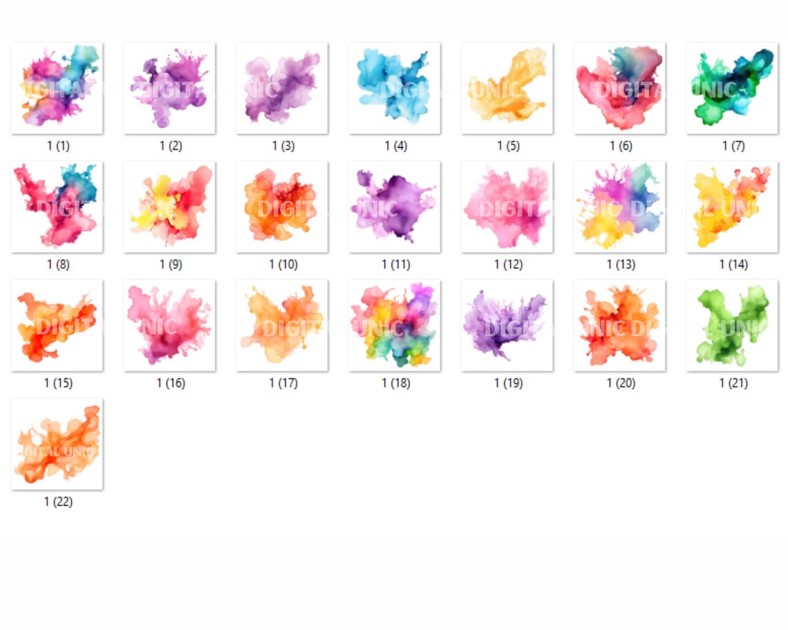 22 Pastel Watercolor Alcohol Ink Splash Clipart PNG, Colorful Color ...