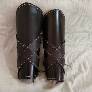 Viking Leather Leg Guard,leg Protection,cosplay Larp Leg Guard Arm ...