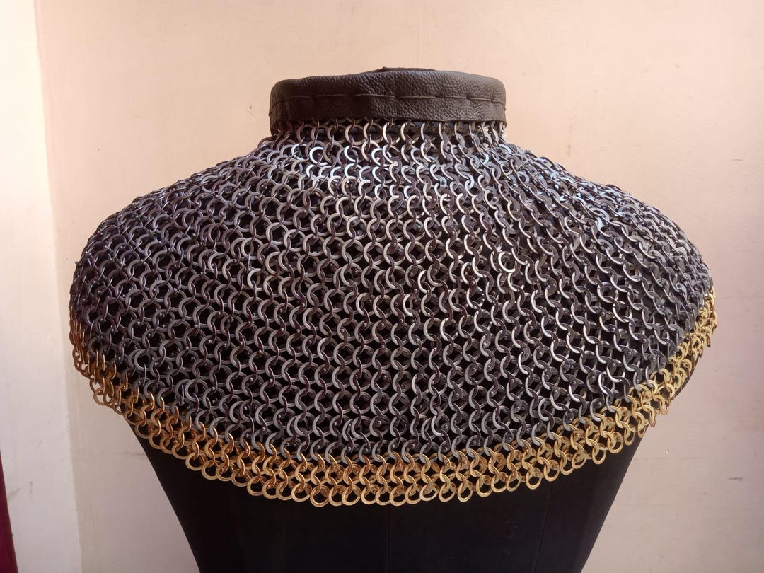 Maille Aventail – Chainmail With Brass Edge | 9mm Flat Ring Viking ...