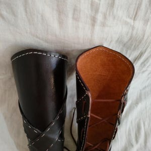 Viking Leather Leg Guard,leg Protection,cosplay Larp Leg Guard Arm ...