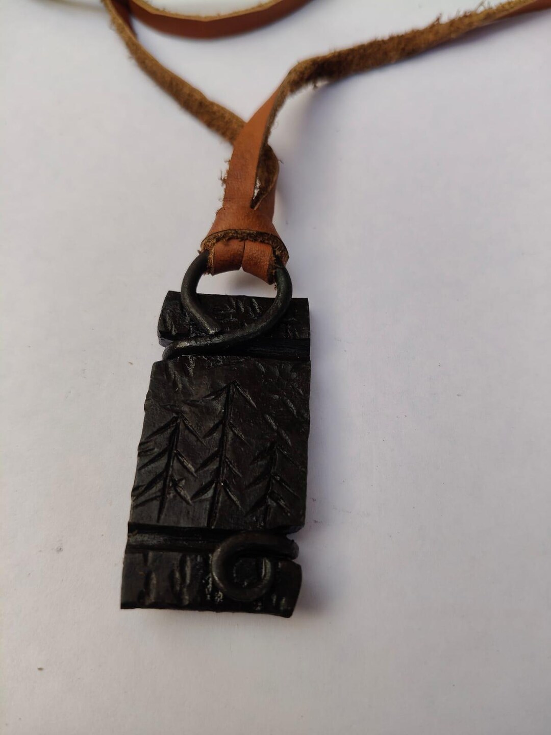 Hand Forged Pendant With Leather Strap,hand-forged Forest Landscape ...