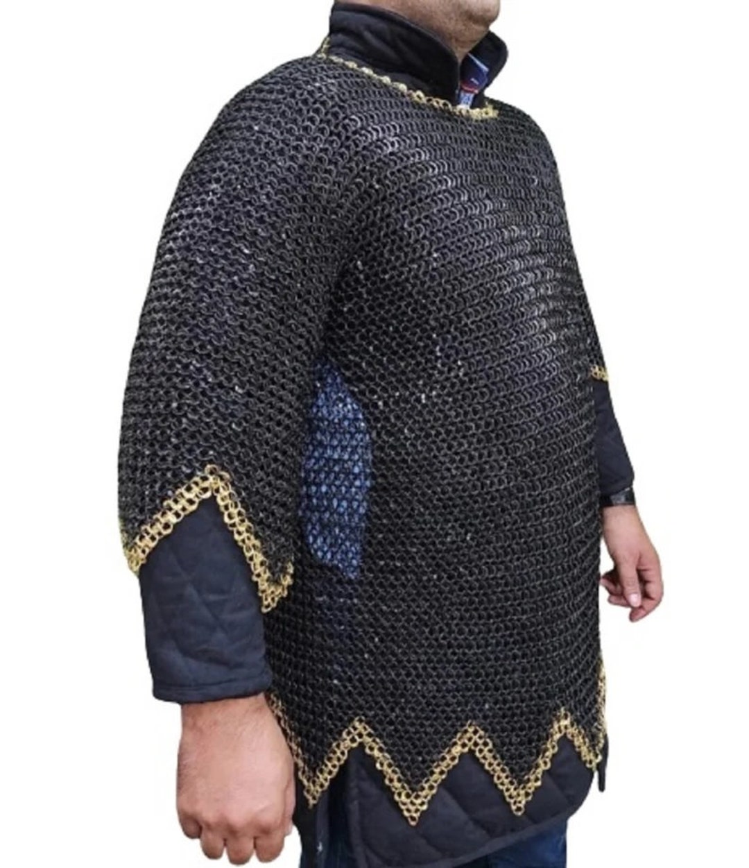 Medieval Chainmail Shirt Flat Rings With Brass Zig Zag Reenactment ...