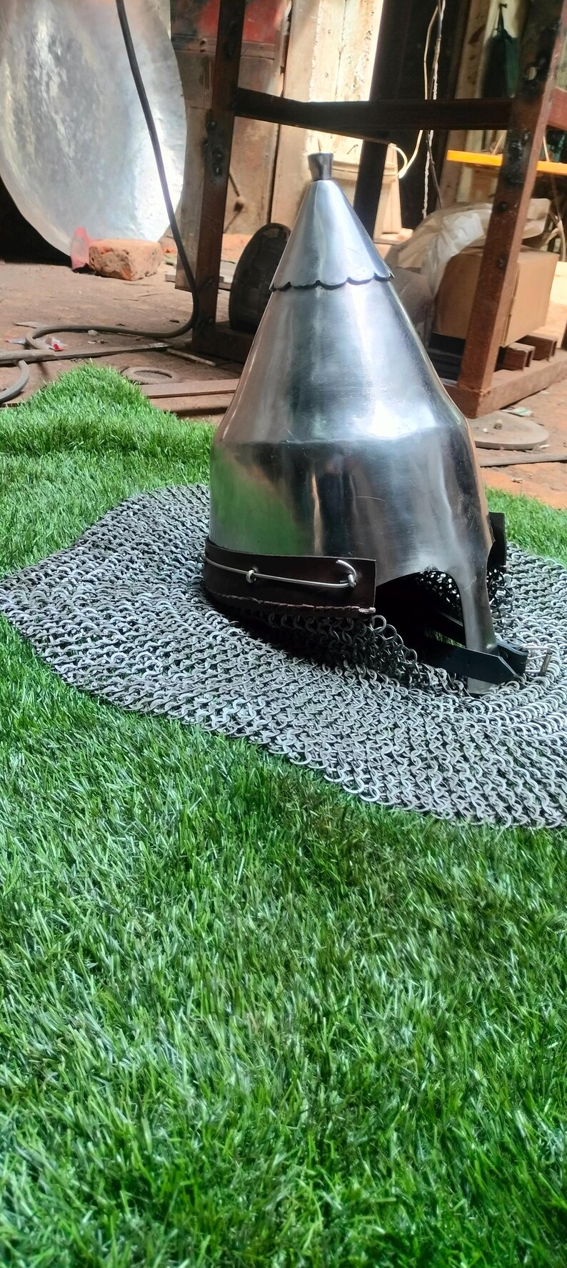 Rus Conical Combat Helmet With Chainmail Aventail – Medieval Viking ...