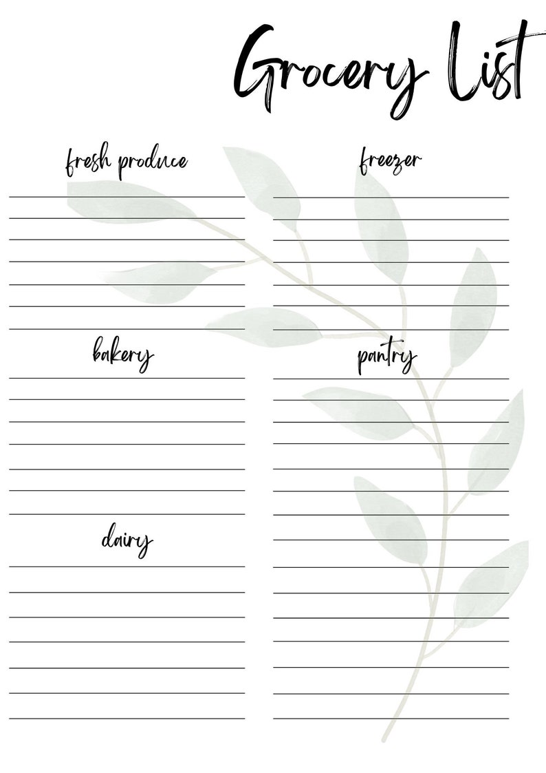 Grocery List Printable - Etsy