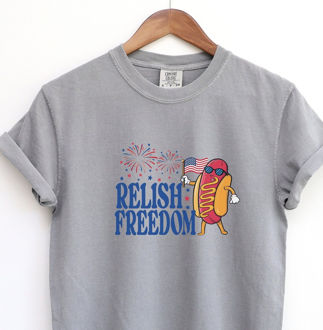 Relish Freedom Hotdog Shirt Comfort Colors® Retro USA T-shirt 4th of ...