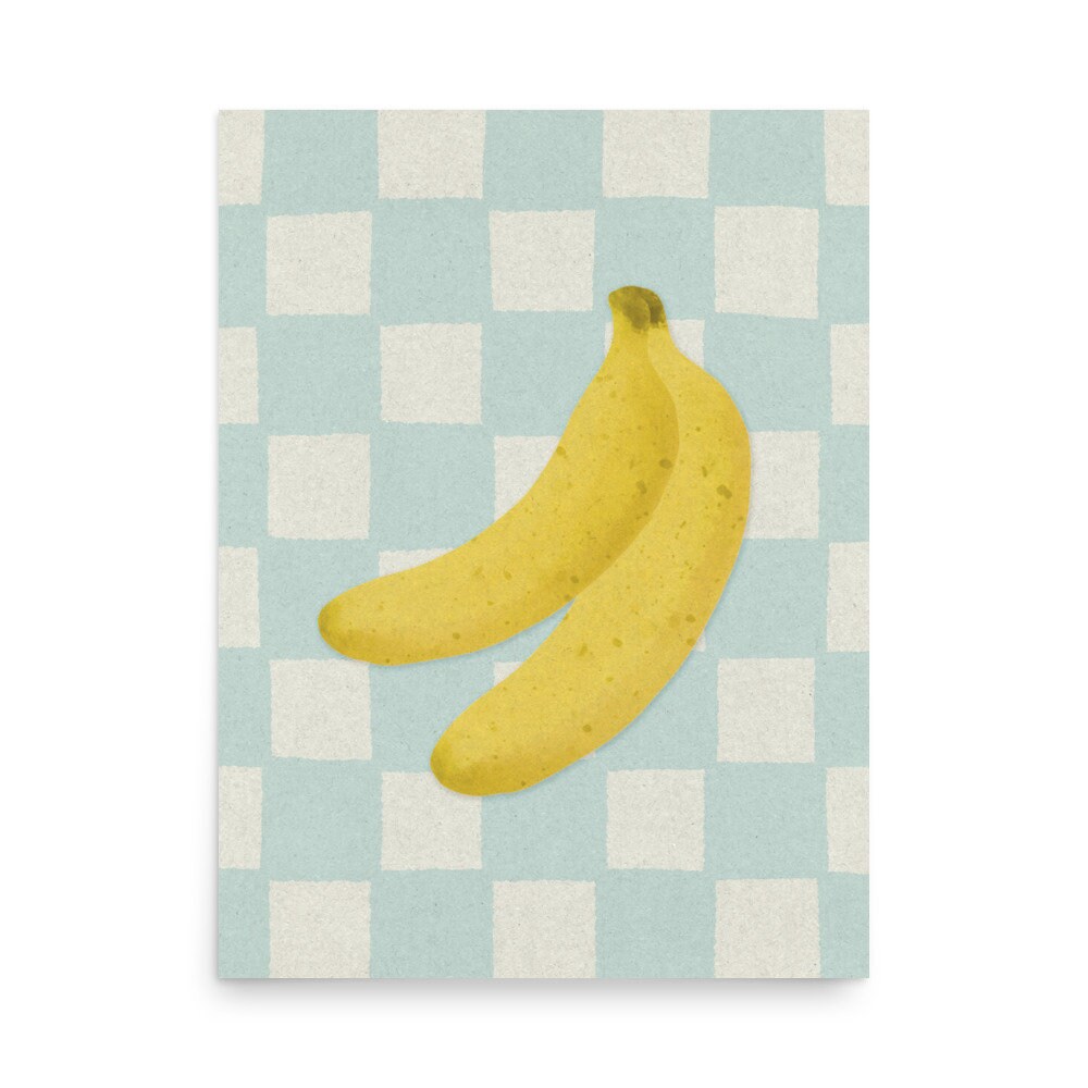 Bananas Checkered Aesthetic Print | Minimalist | Boho Wall Decor ...