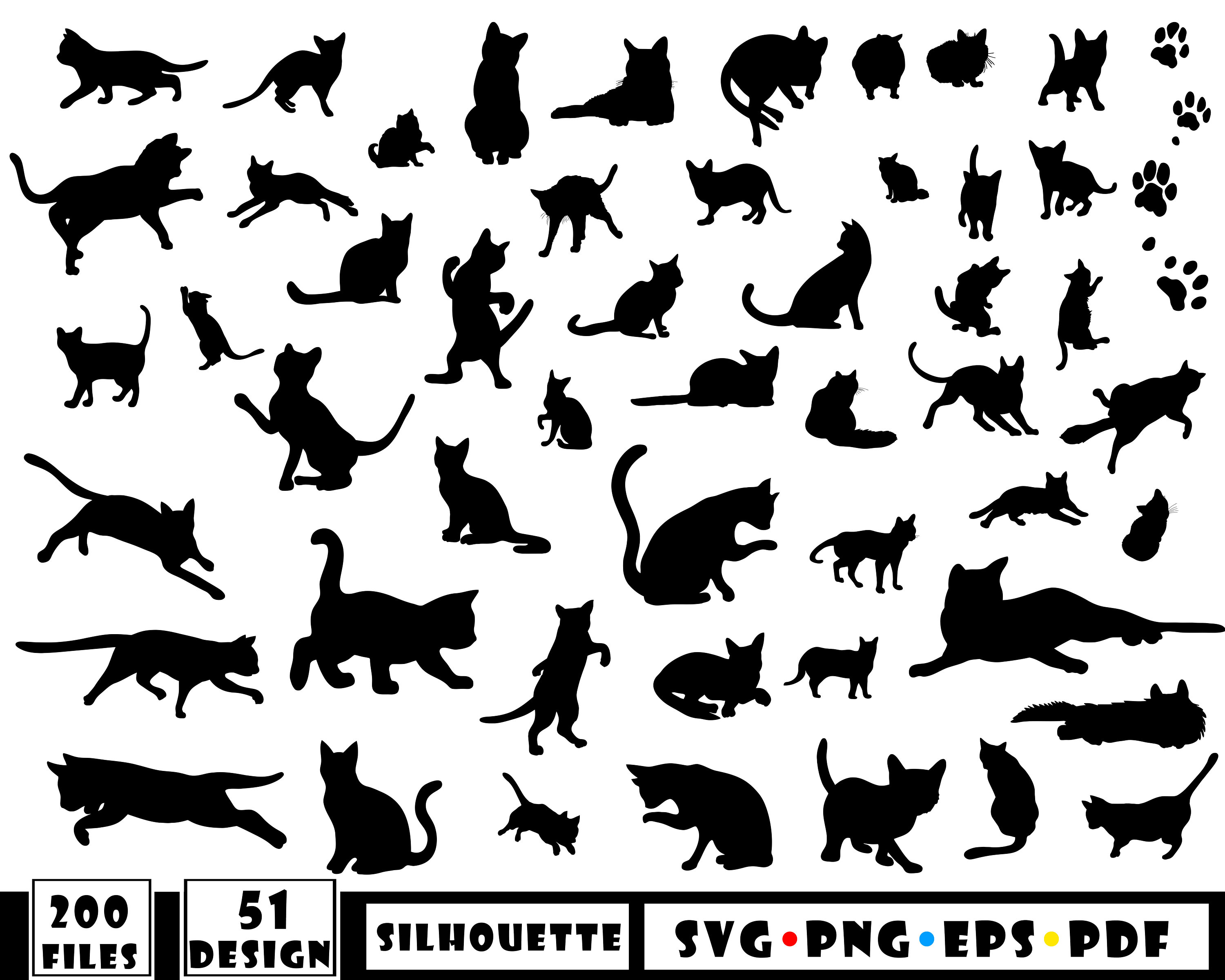 Cat Silhouette Cat SVG Bundle Cat SVG Cat Design Pet - Etsy