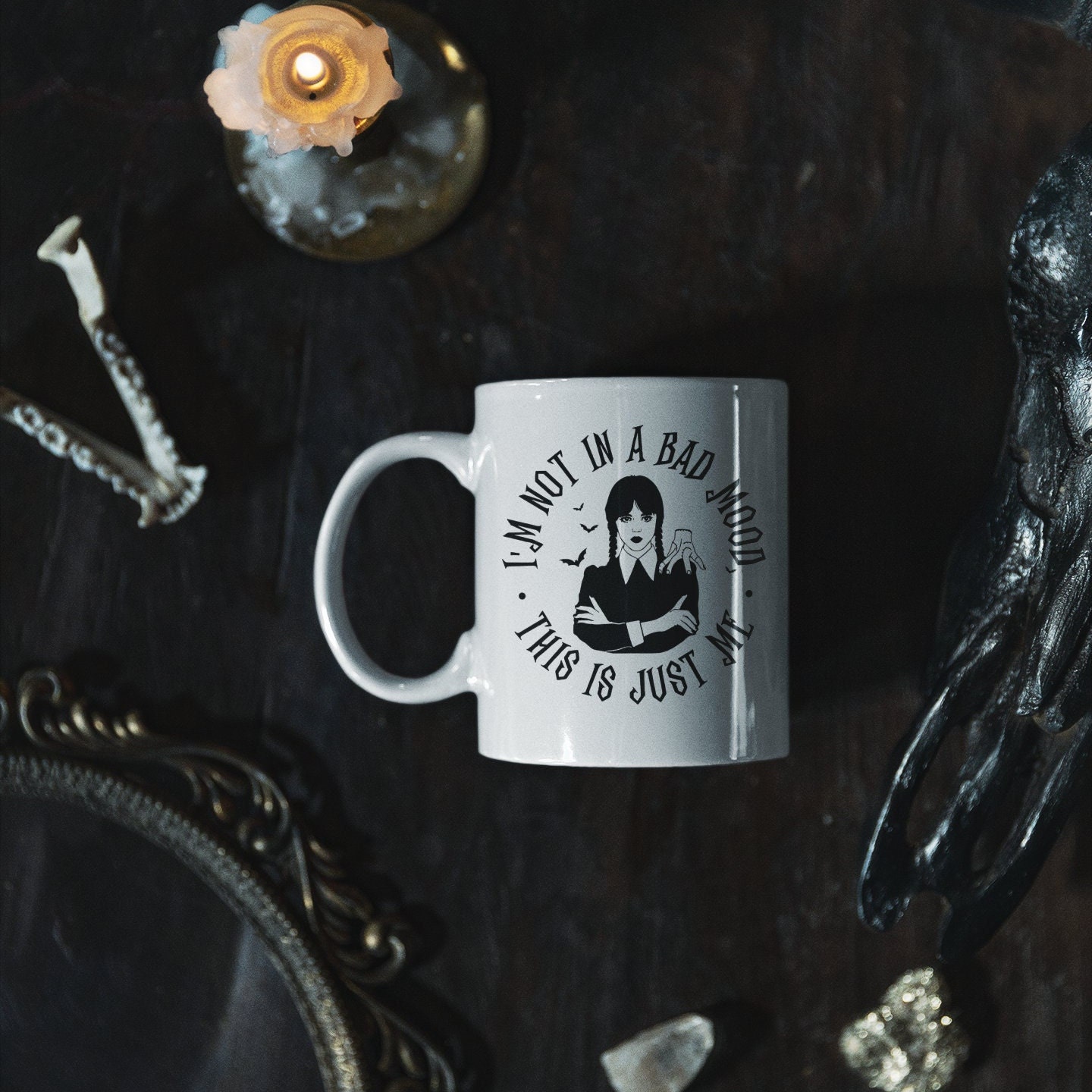 Wednesday Addams Mug Addams Family Inspired Quirky 'not in a Bad Mood ...