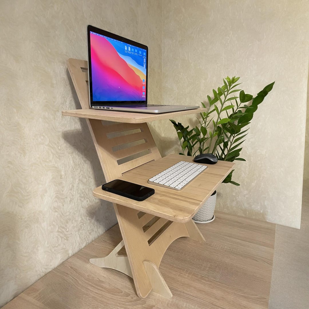 Adjustable Plywood Standing Desk Converter | Ergonomic Sit-stand ...