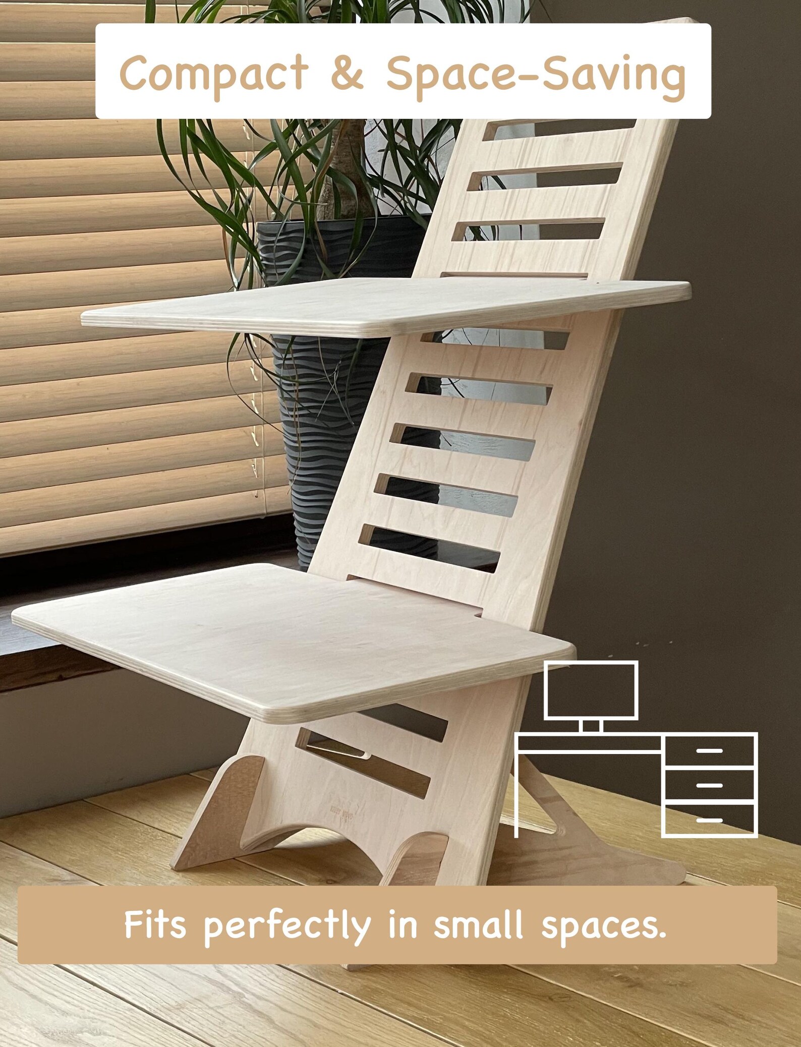 Standing Desk – Adjustable Plywood Desk With Dual Shelves – Ergonomic ...