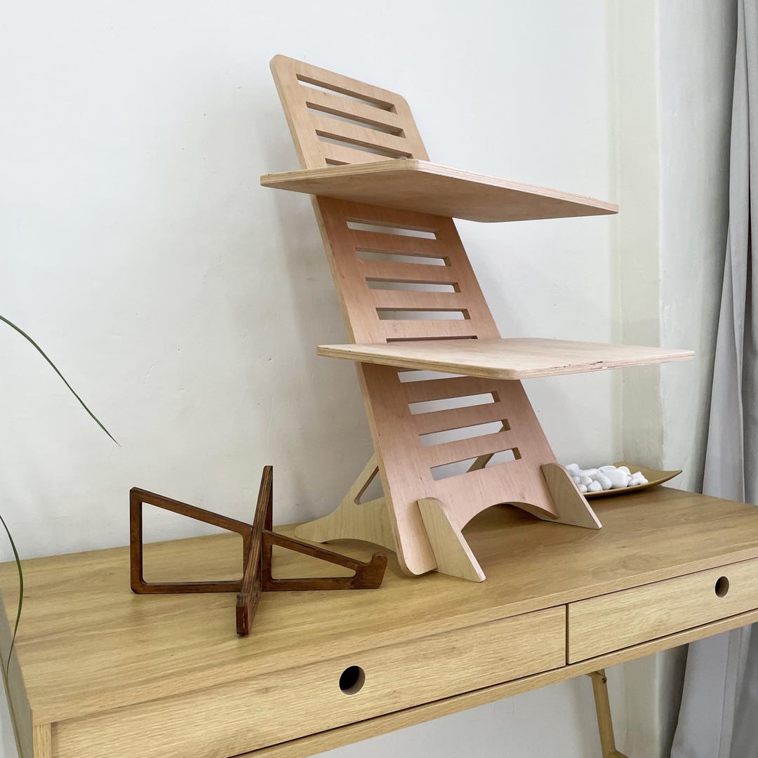 Adjustable Plywood Standing Desk: Ergonomic Sit-stand Riser With Dual ...