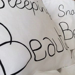 Sleeping Beauty Snoring Beast Couple Pillowcases, His and Hers Cushion ...