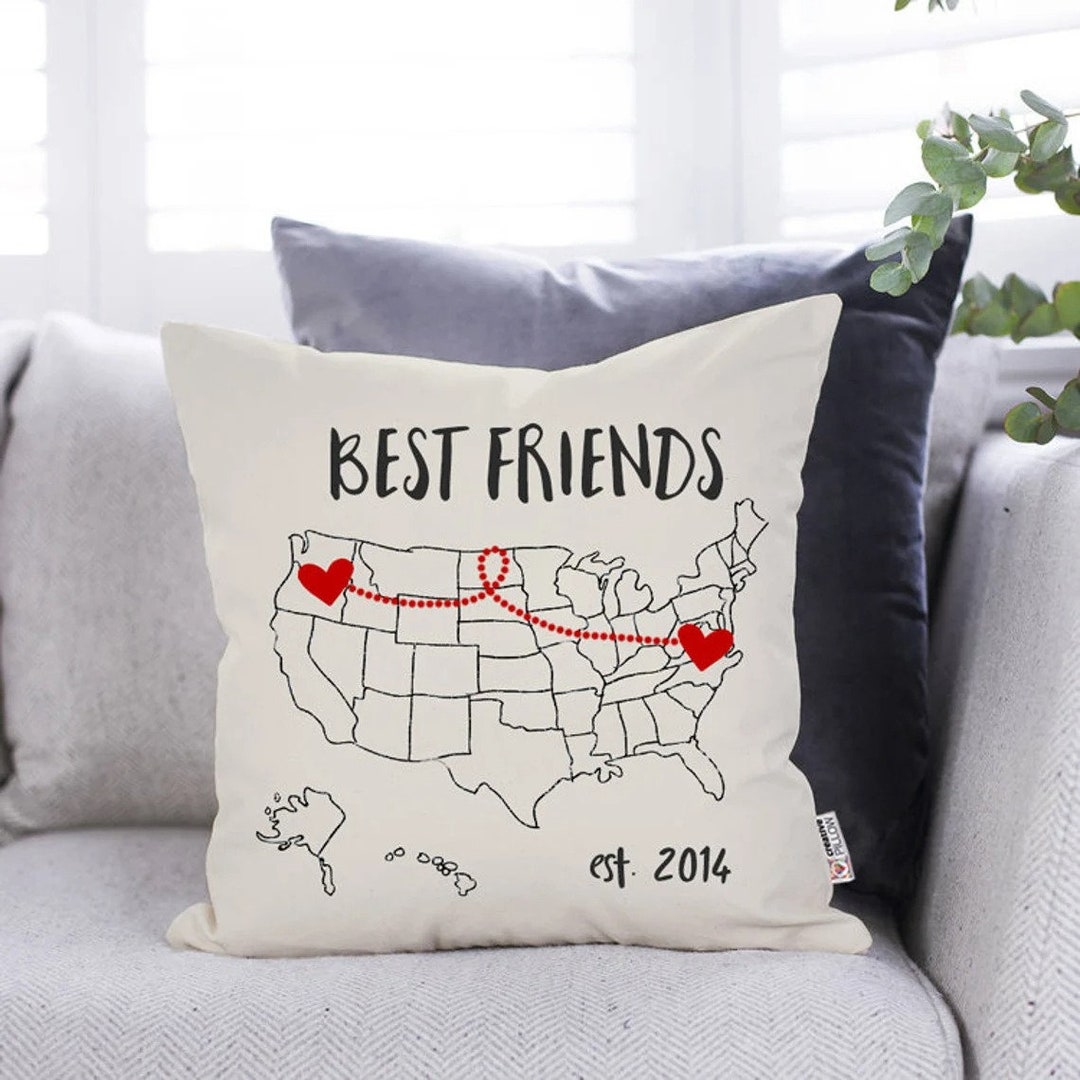 Long Distance Best Friend Gift US Map Pillow Going Away Friend Best ...