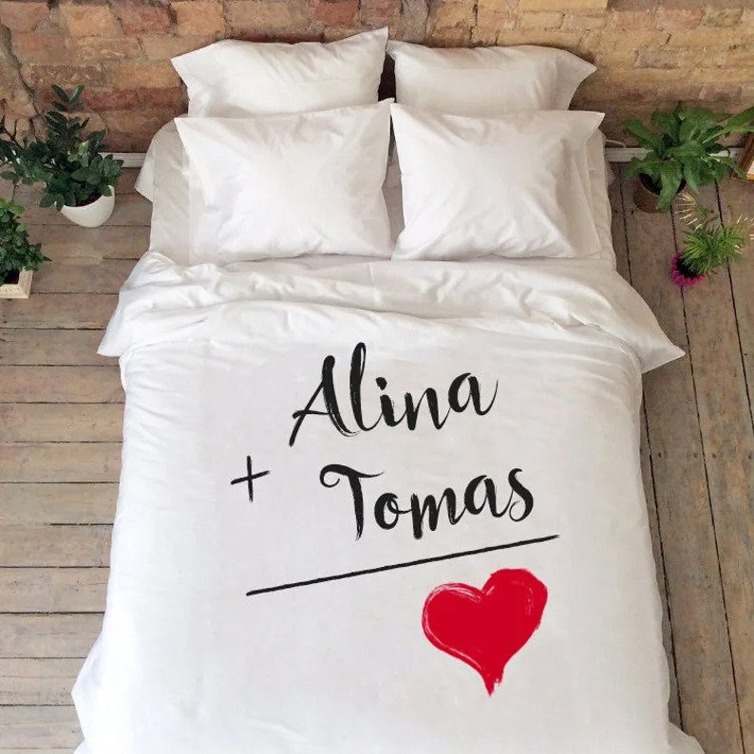 Personalized Wedding Gift Cotton Anniversary Gift Bedding Set King ...