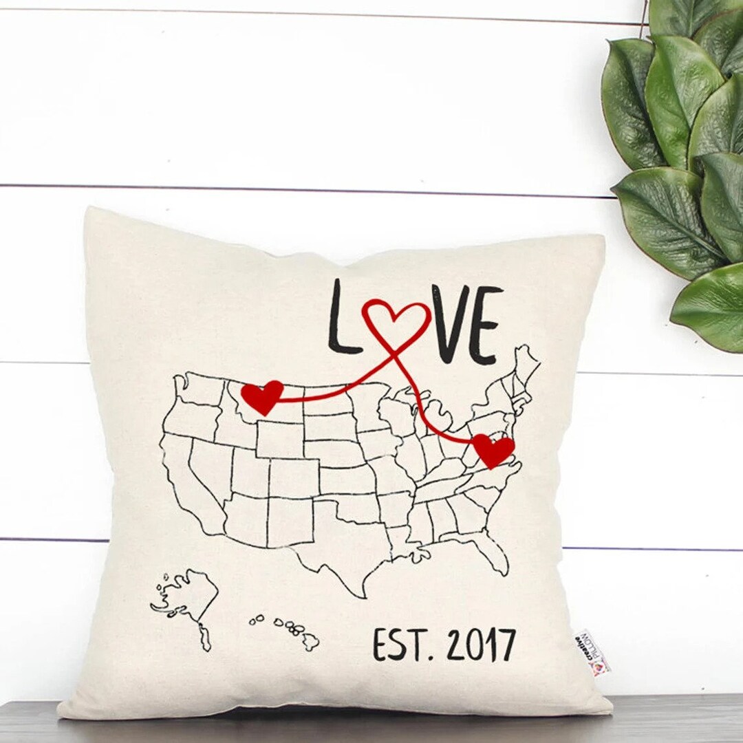 Long Distance Love Map Going Away Gift for Boyfriend Personalized State ...