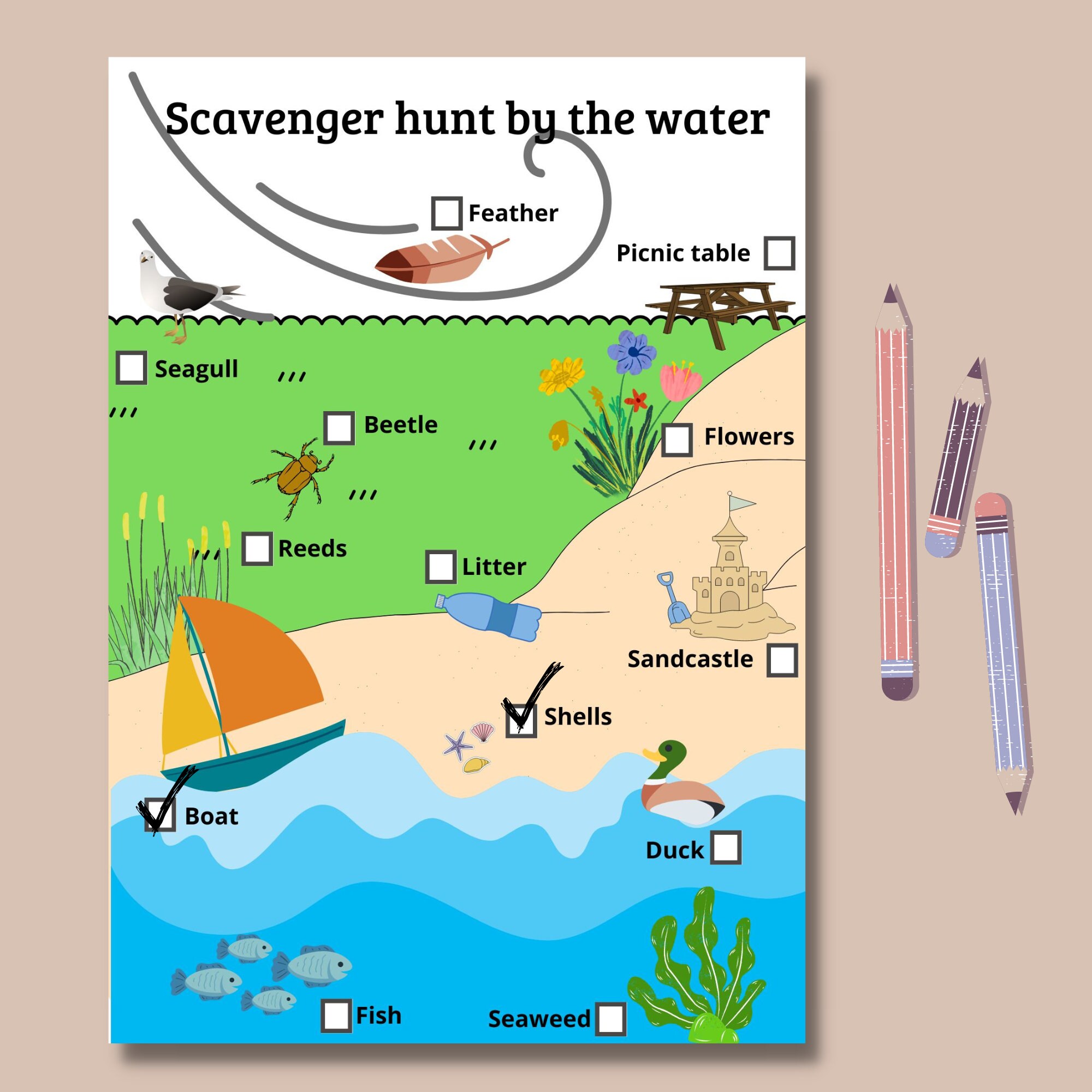 Scavenger Hunt Water Treasure Hunt Water Tracks by the Water Nature ...