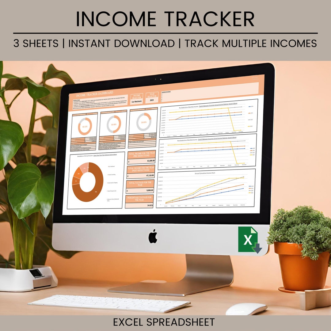 Income Tracker Excel Spreadsheet Side Hustle Income Tracker Passive ...