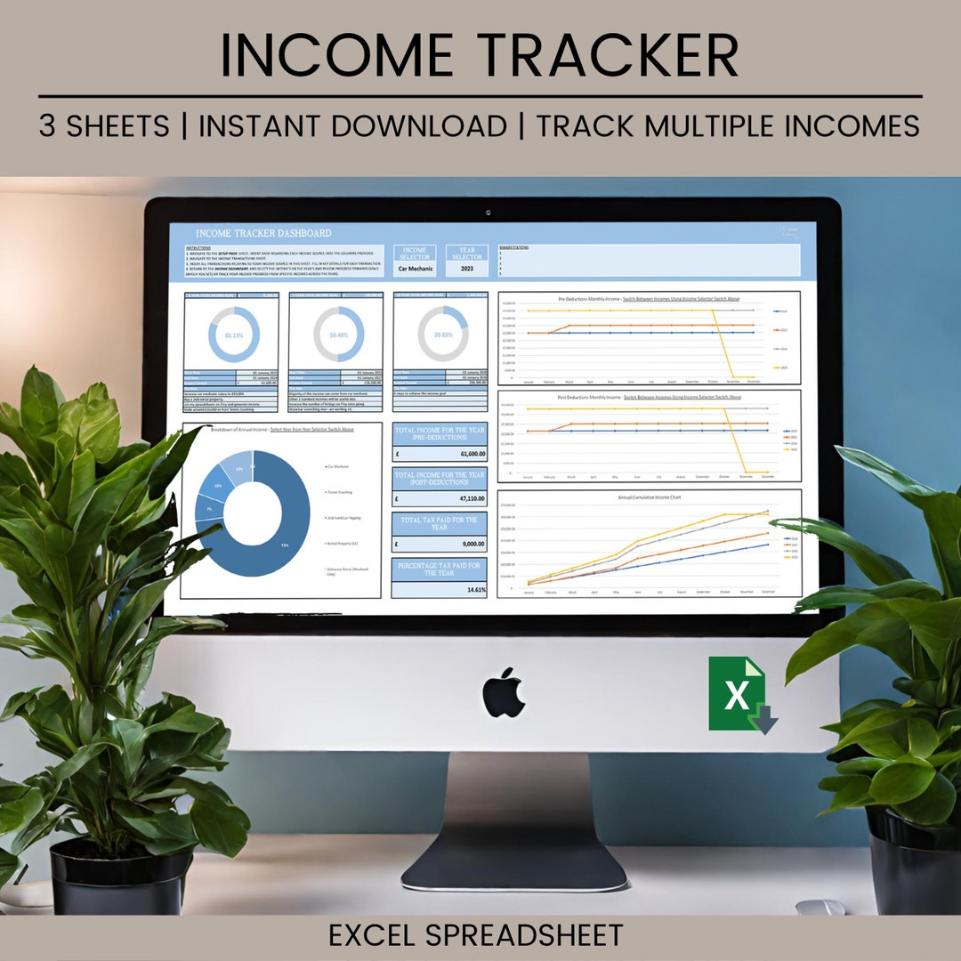 Income Tracker Excel Spreadsheet Side Hustle Income Tracker Passive ...