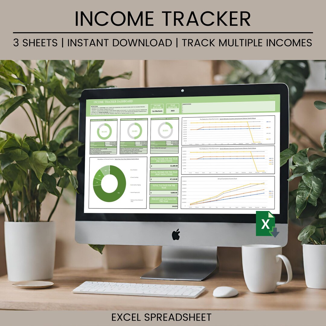 Income Tracker Excel Spreadsheet Side Hustle Income Tracker Passive ...