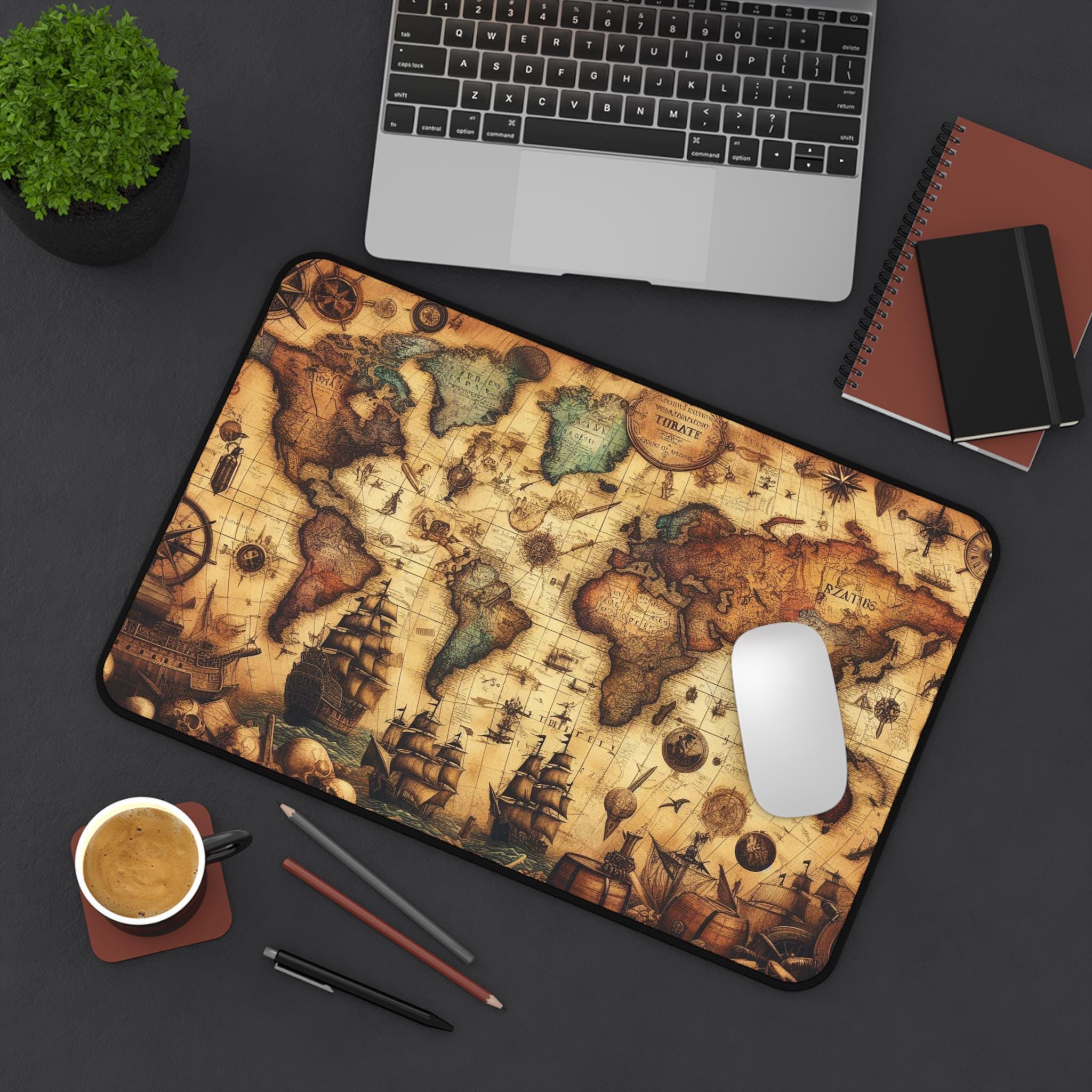 Vintage Pirate Map Desk Mat - Etsy