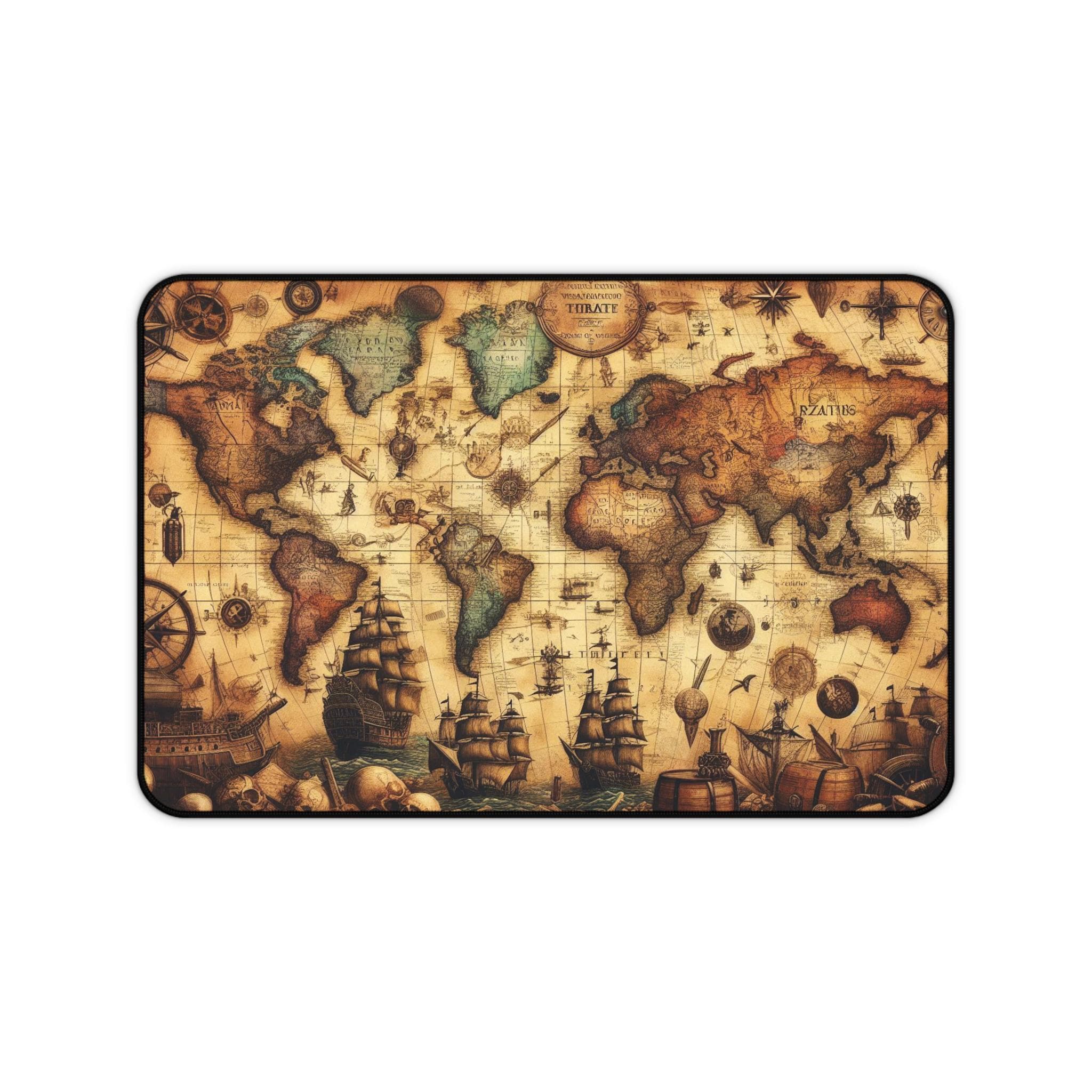Vintage Pirate Map Desk Mat - Etsy