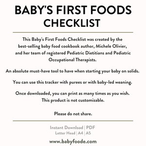 Baby's First Food Checklist & Starter Guide to Baby-led Weaning | 10 ...