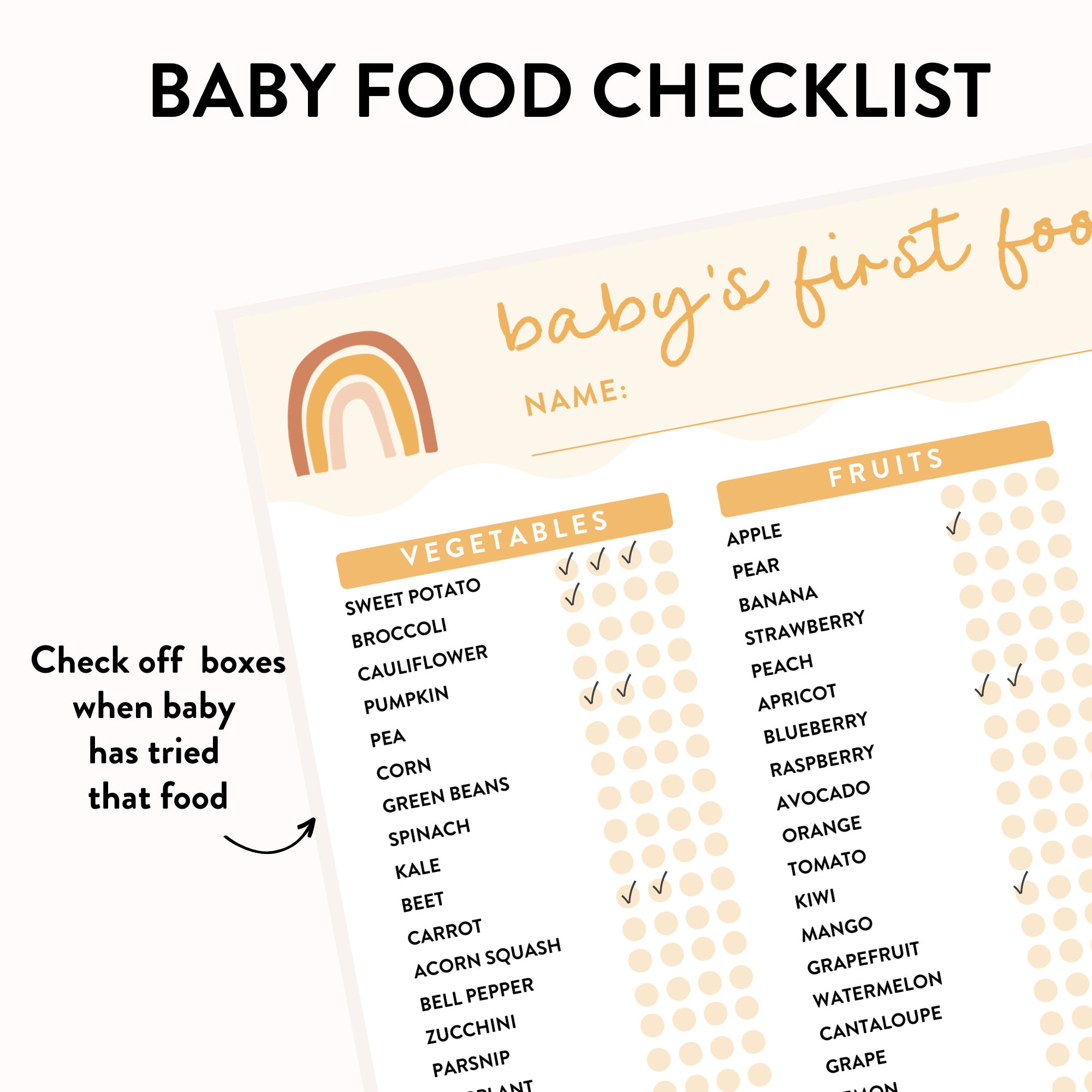Baby's First Food Checklist & Starter Guide to Baby-led Weaning | 10 ...