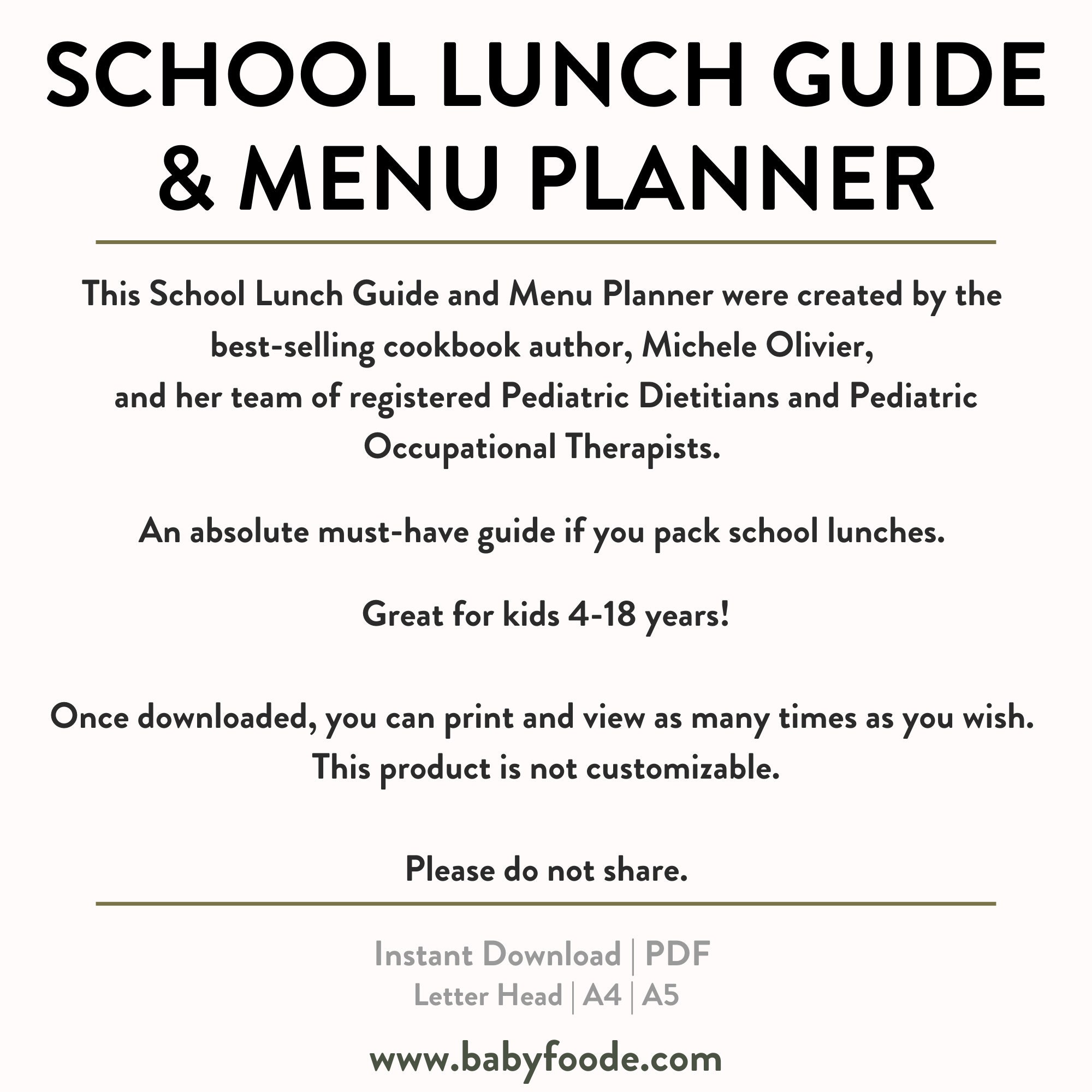 75 School Lunches for Kids Guide, 8 Weekly Lunchbox Planners & Lunch ...