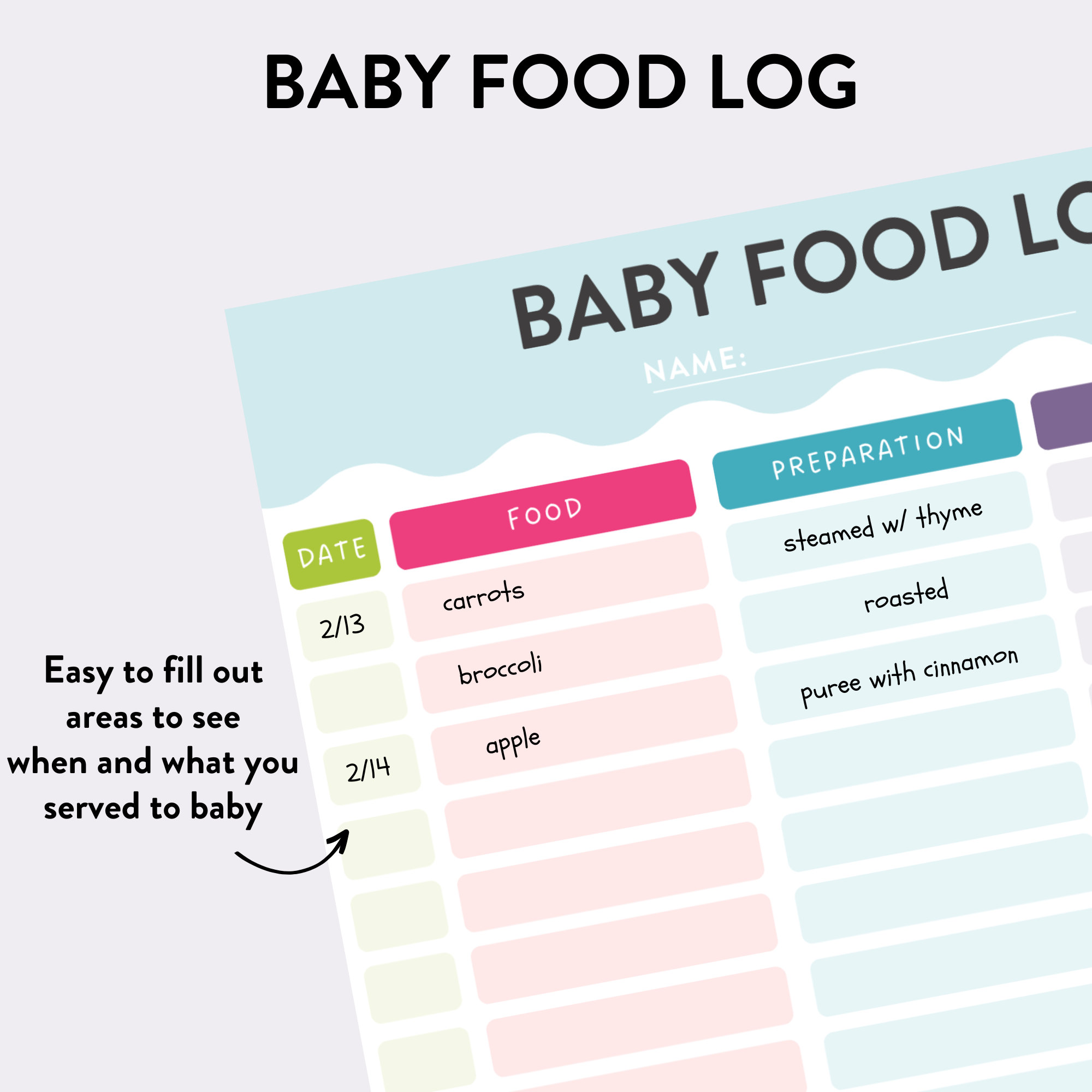 Baby Food Log, Baby Food Purees, Baby-led Weaning, Daily Baby Food ...