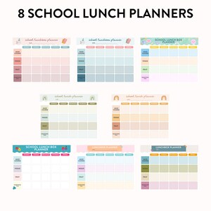 75 School Lunches for Kids Guide, 8 Weekly Lunchbox Planners & Lunch ...