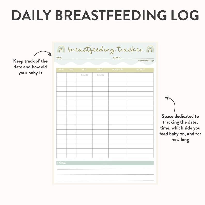 Printable Daily Baby Care Bundle - Baby Tracker, Baby Growth Chart ...