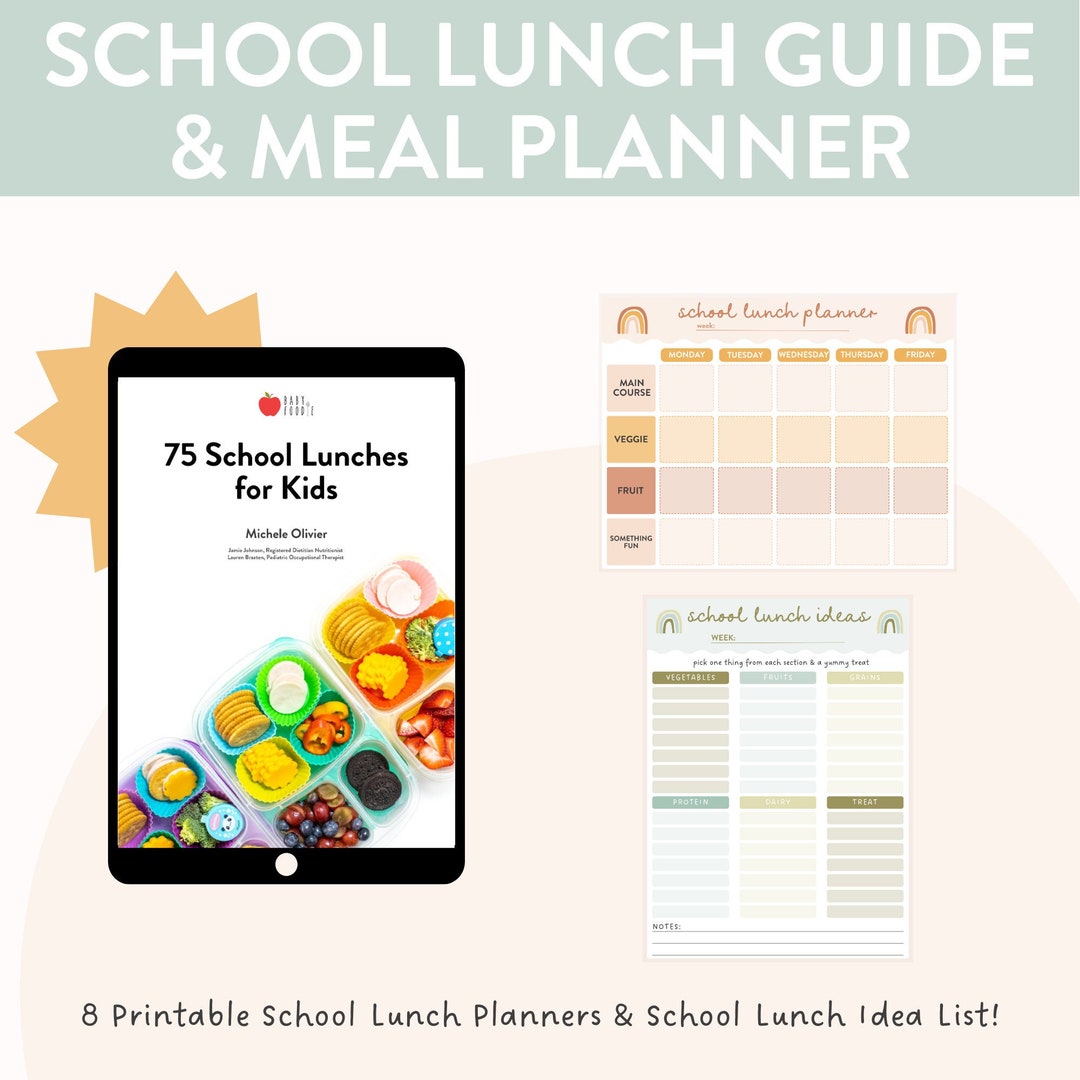 75 School Lunches for Kids Guide, 8 Weekly Lunchbox Planners & Lunch ...