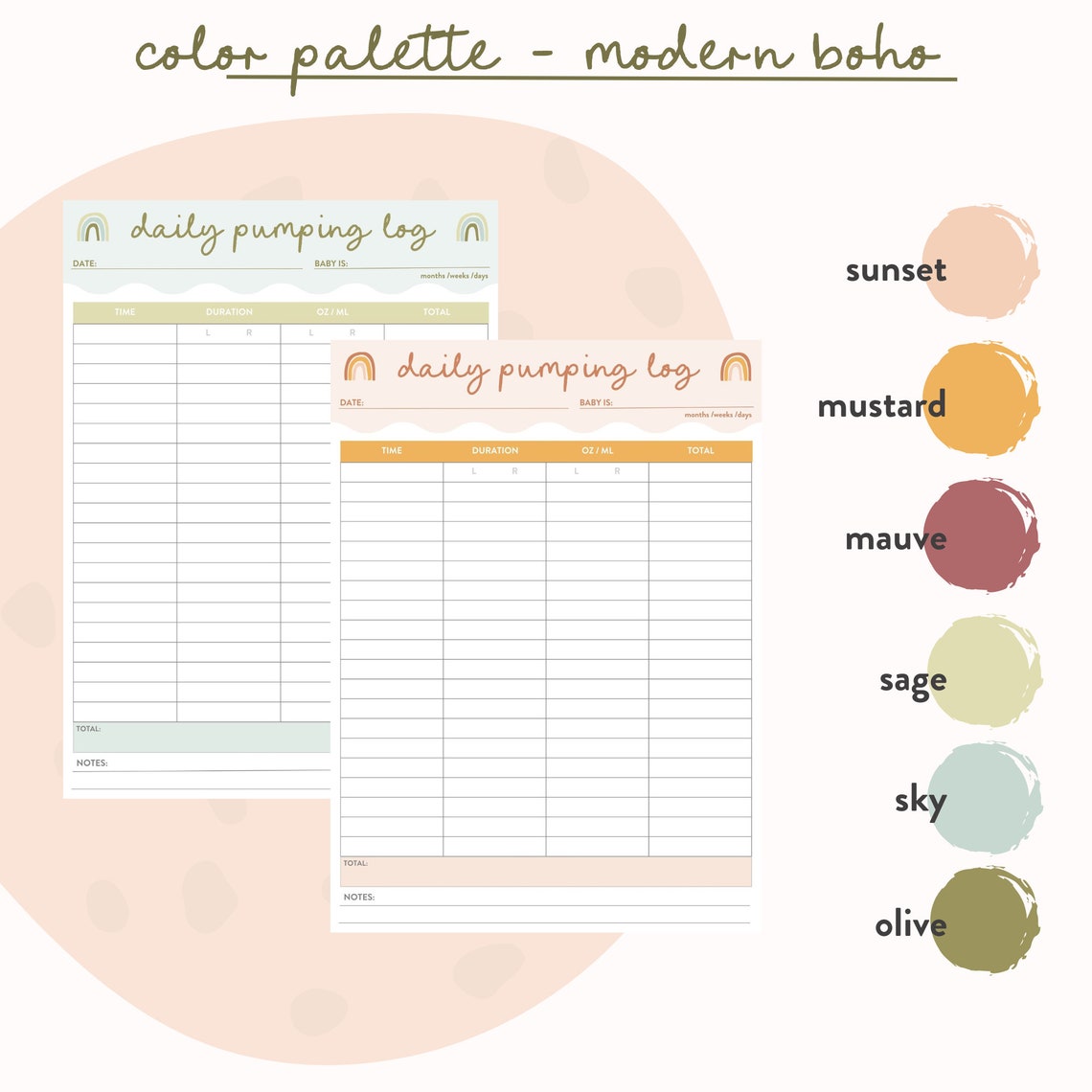 Daily Pumping Tracker, Printable Pumping Log, Track Date, Time, Sides ...