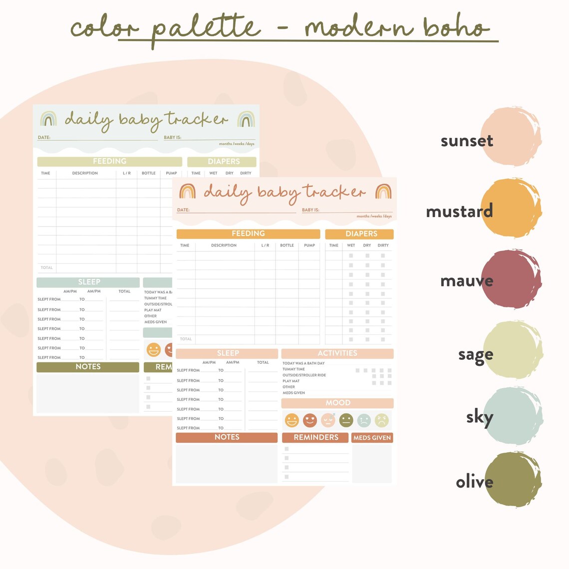 Daily Baby Tracker, Printable Newborn Care Log, Instant Download ...