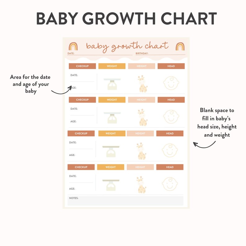 Printable Daily Baby Care Bundle - Baby Tracker, Baby Growth Chart ...