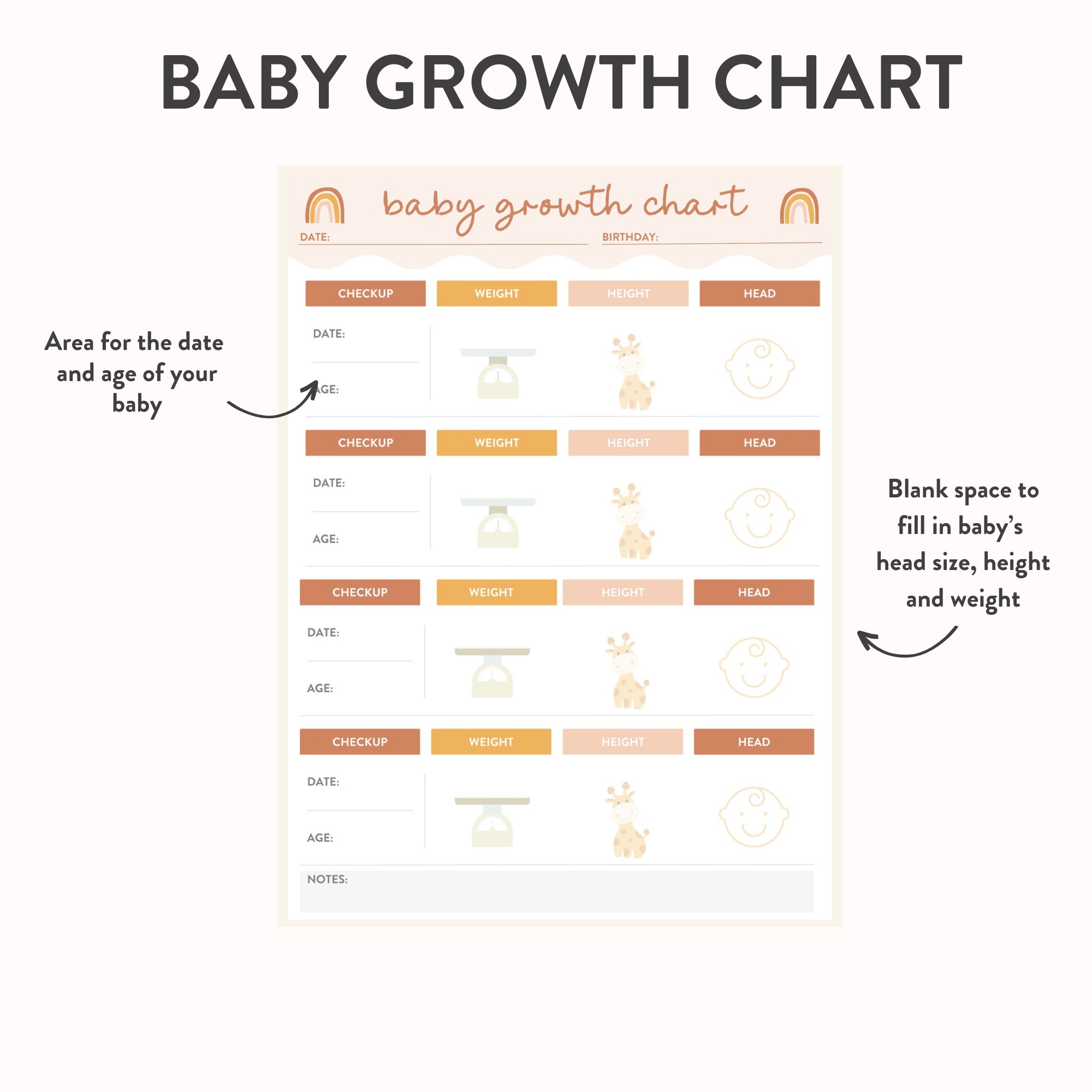 Printable Daily Baby Care Bundle - Baby Tracker, Baby Growth Chart ...