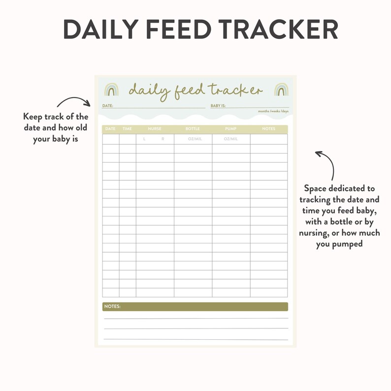 Printable Daily Baby Care Bundle - Baby Tracker, Baby Growth Chart ...