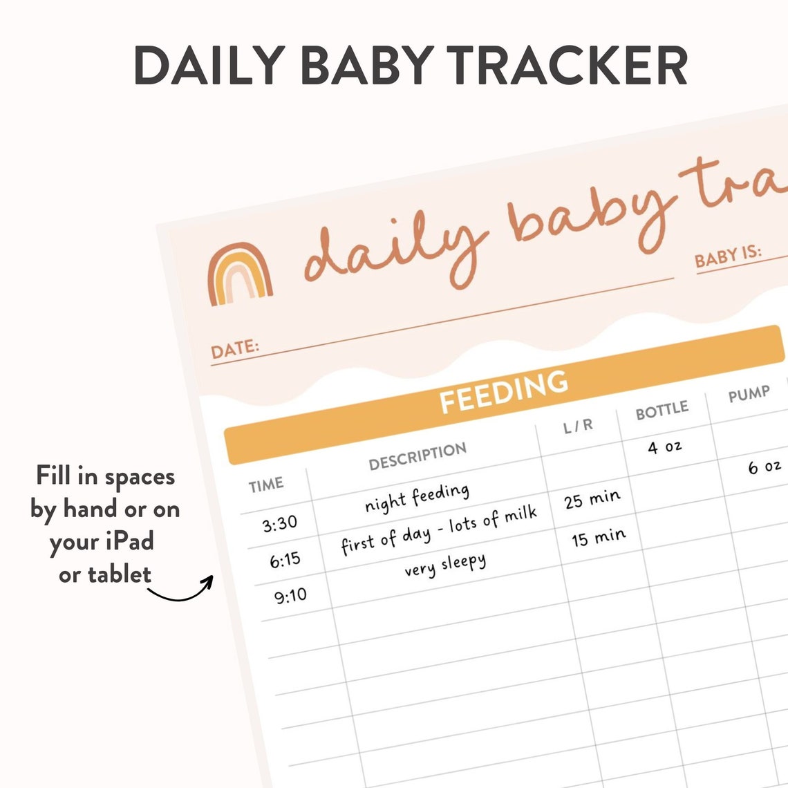 Daily Baby Tracker, Printable Newborn Care Log, Instant Download ...