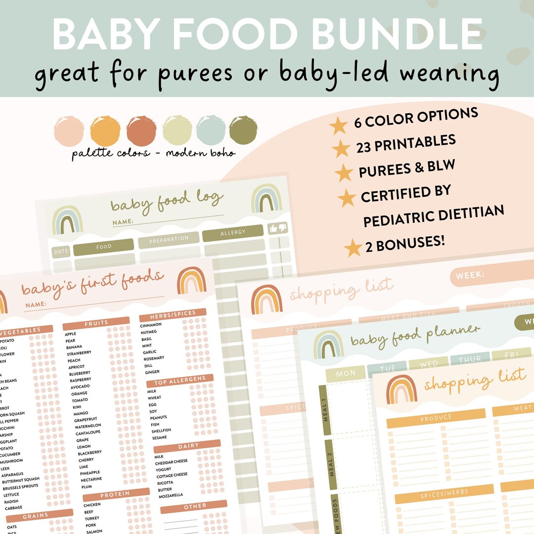 Baby Food Bundle, Baby's First Food Checklist, Baby Food List, Baby ...