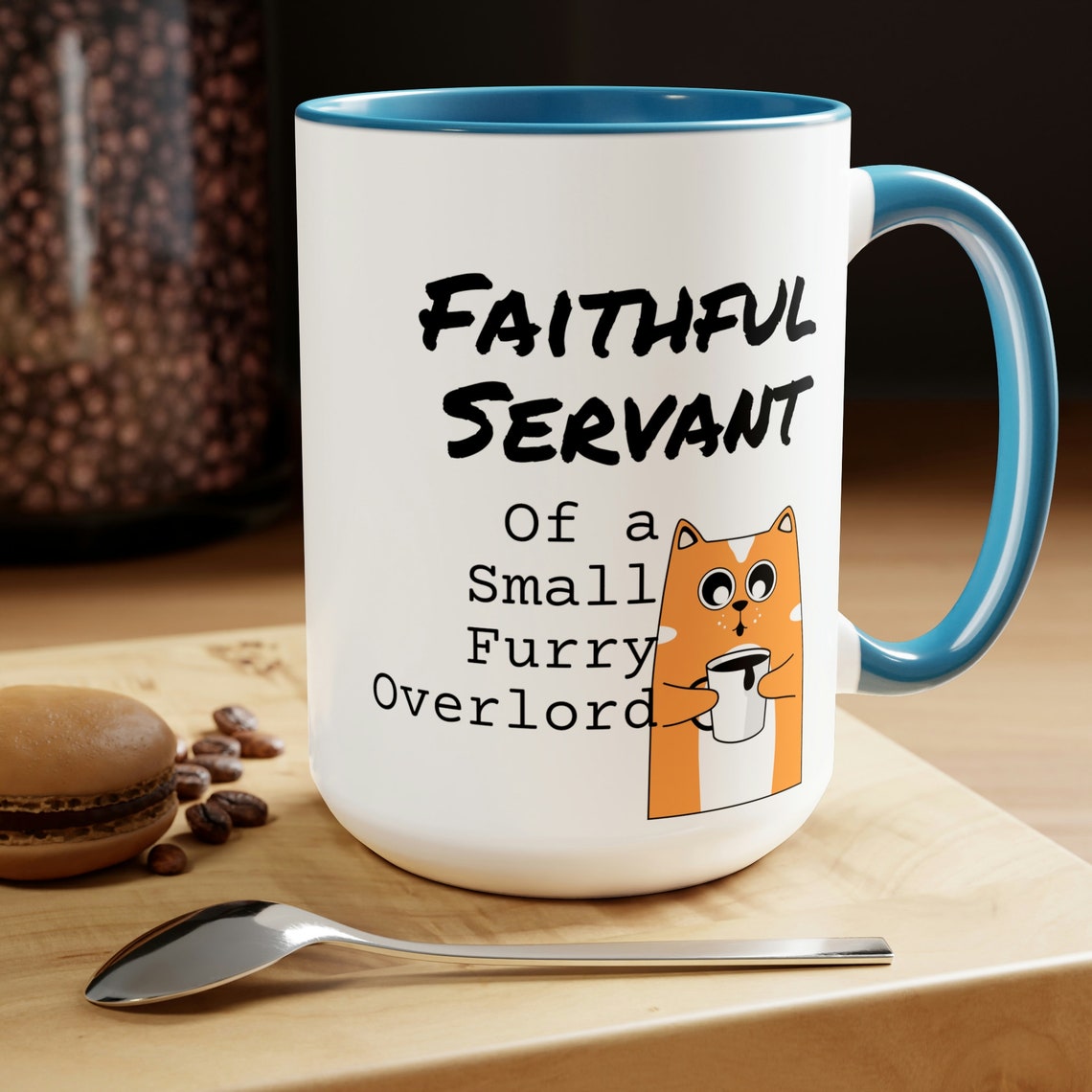 Faithful Servant of a Small Furry Overlord - Two-tone CAT Coffee Mugs ...