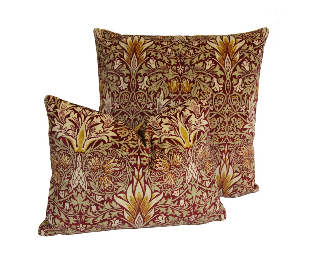 William Morris Snakeshead Velvet Crimson/saffron Cushion - Etsy
