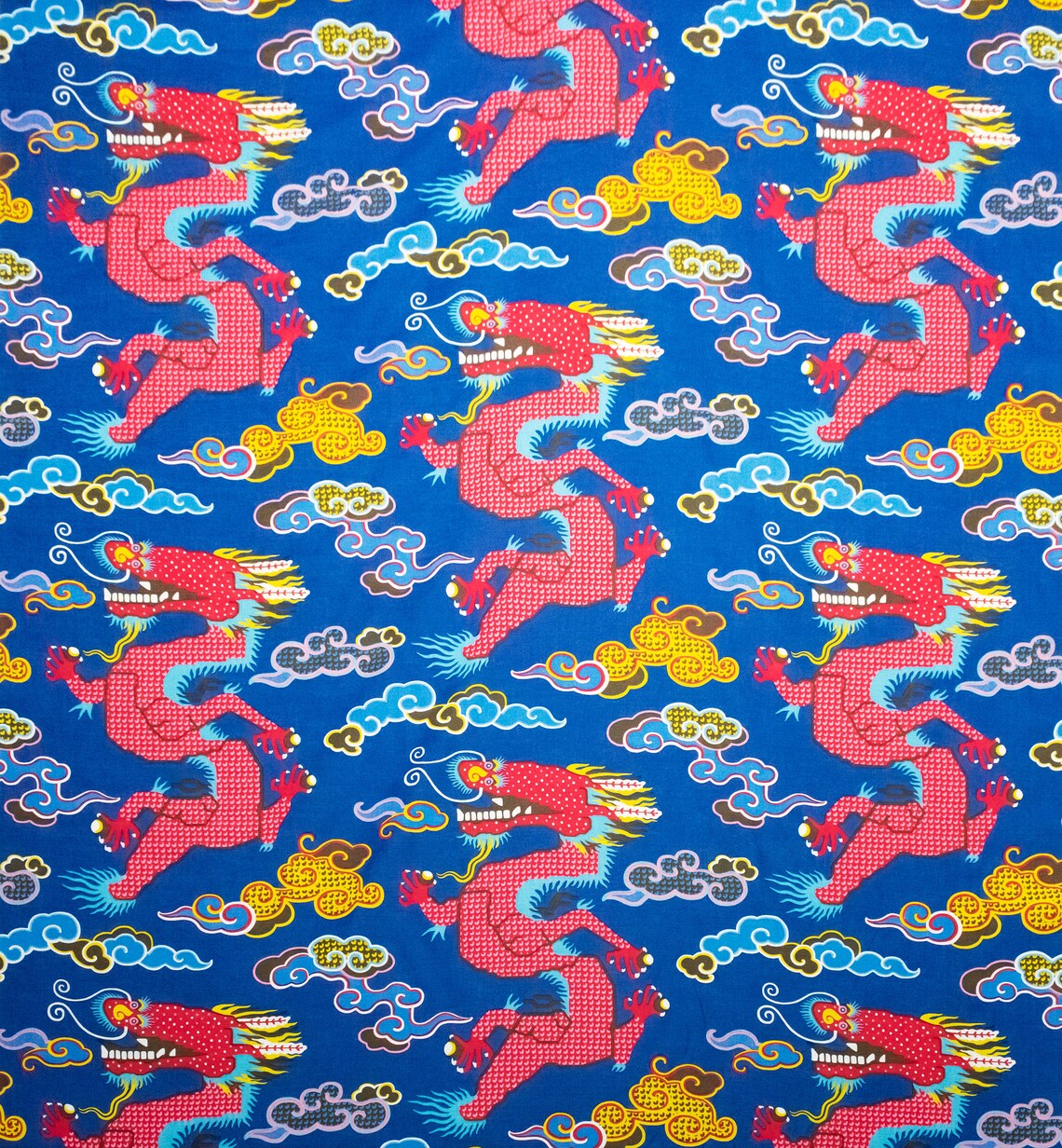 Schumacher - Magical Ming Dragon - Navy - Tibetan Inspired Mythical ...