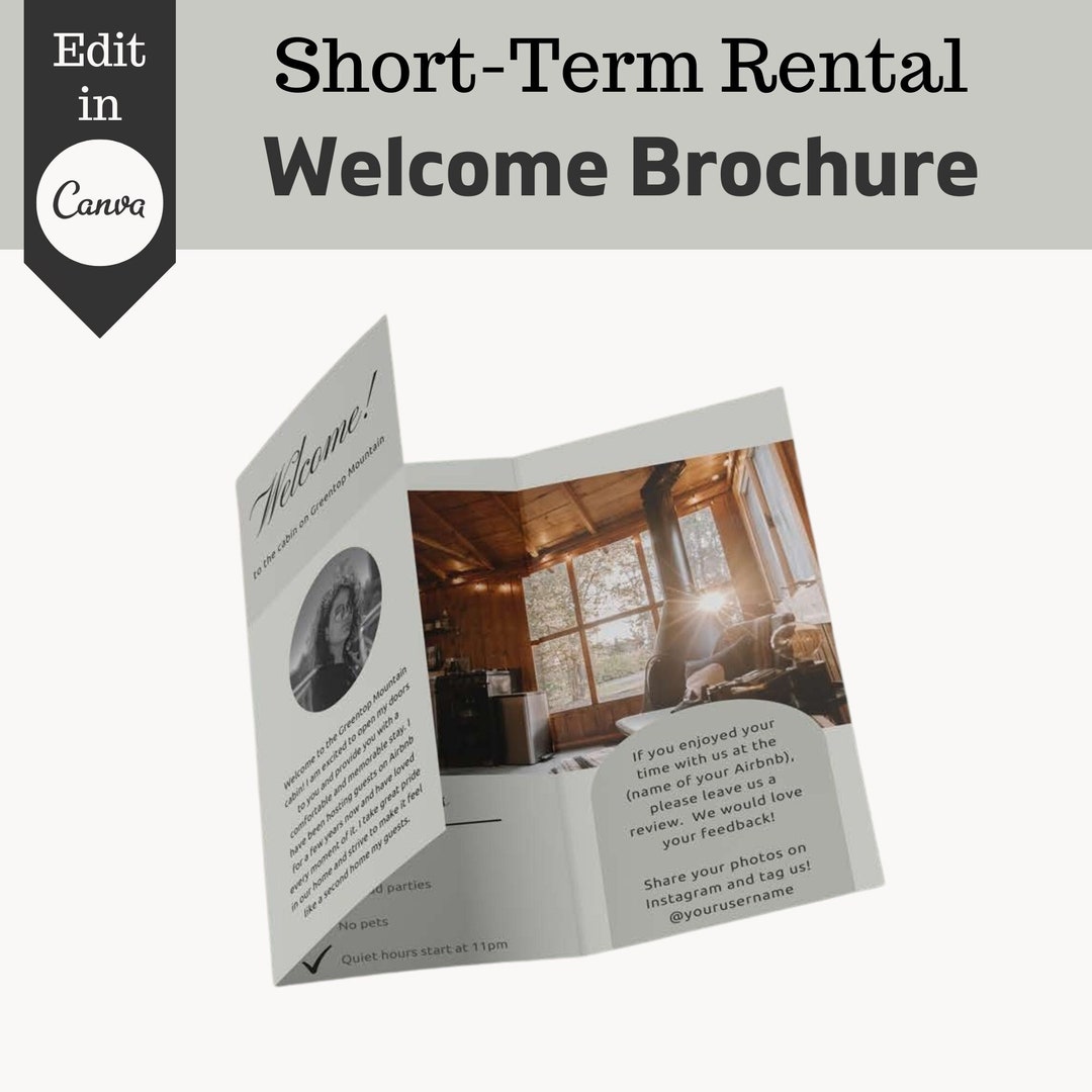 Short-term Rental Welcome Brochure, Airbnb Welcome Trifold Booklet ...