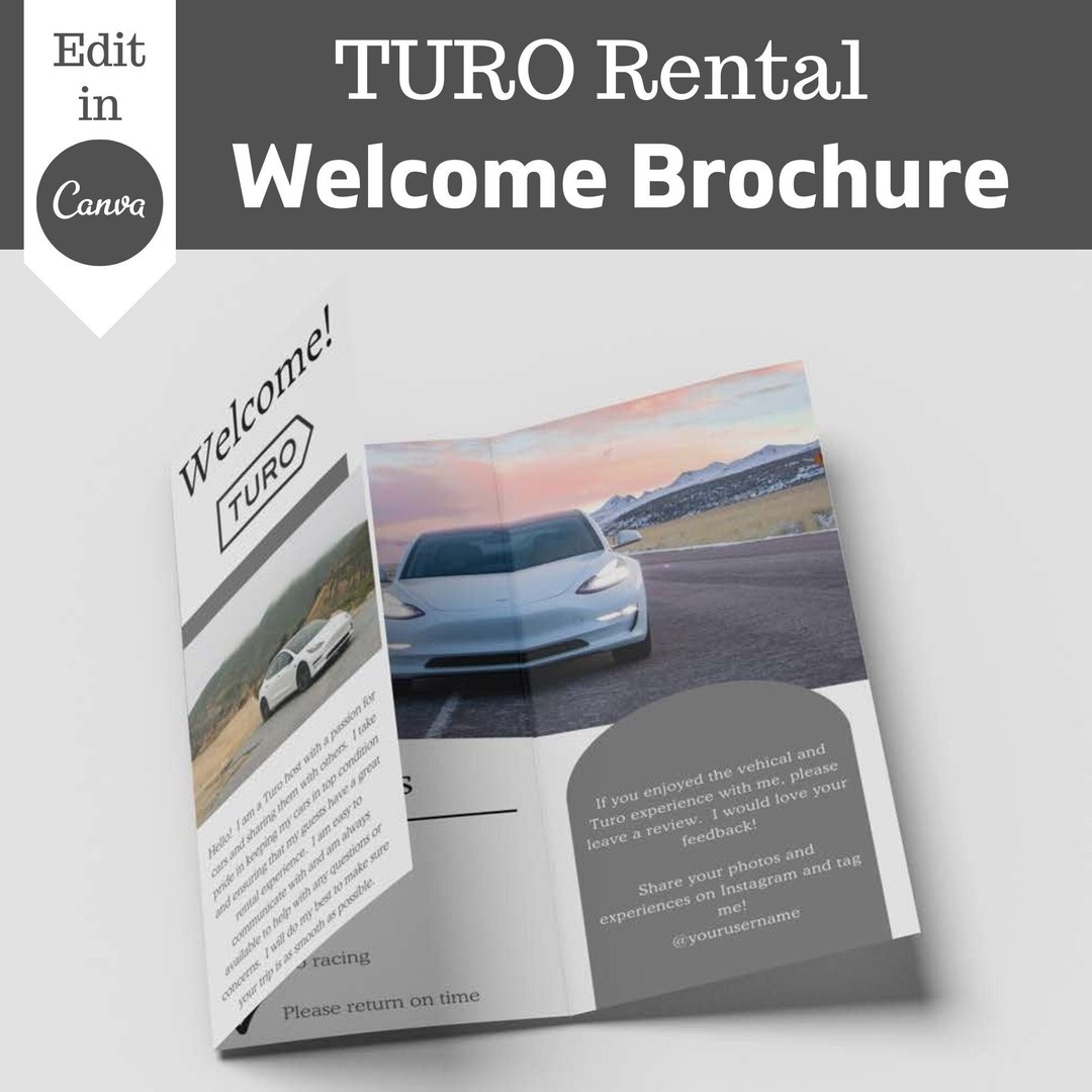 Turo Welcome Book, Car Rental Guidebook, Digital Welcome Brochure, Turo ...