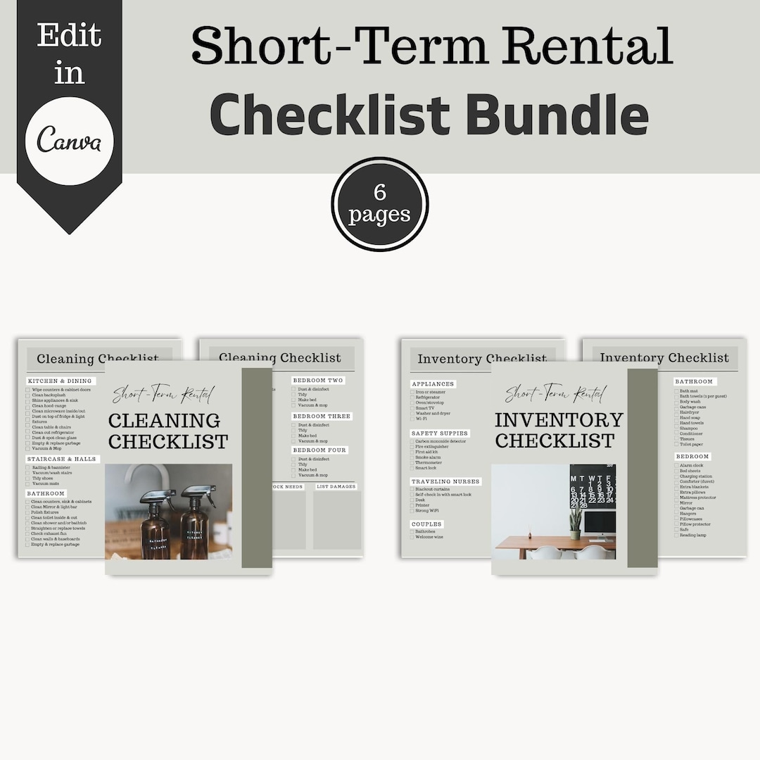 Short-term Rental Checklist Bundle, Cleaning Checklist, Inventory ...