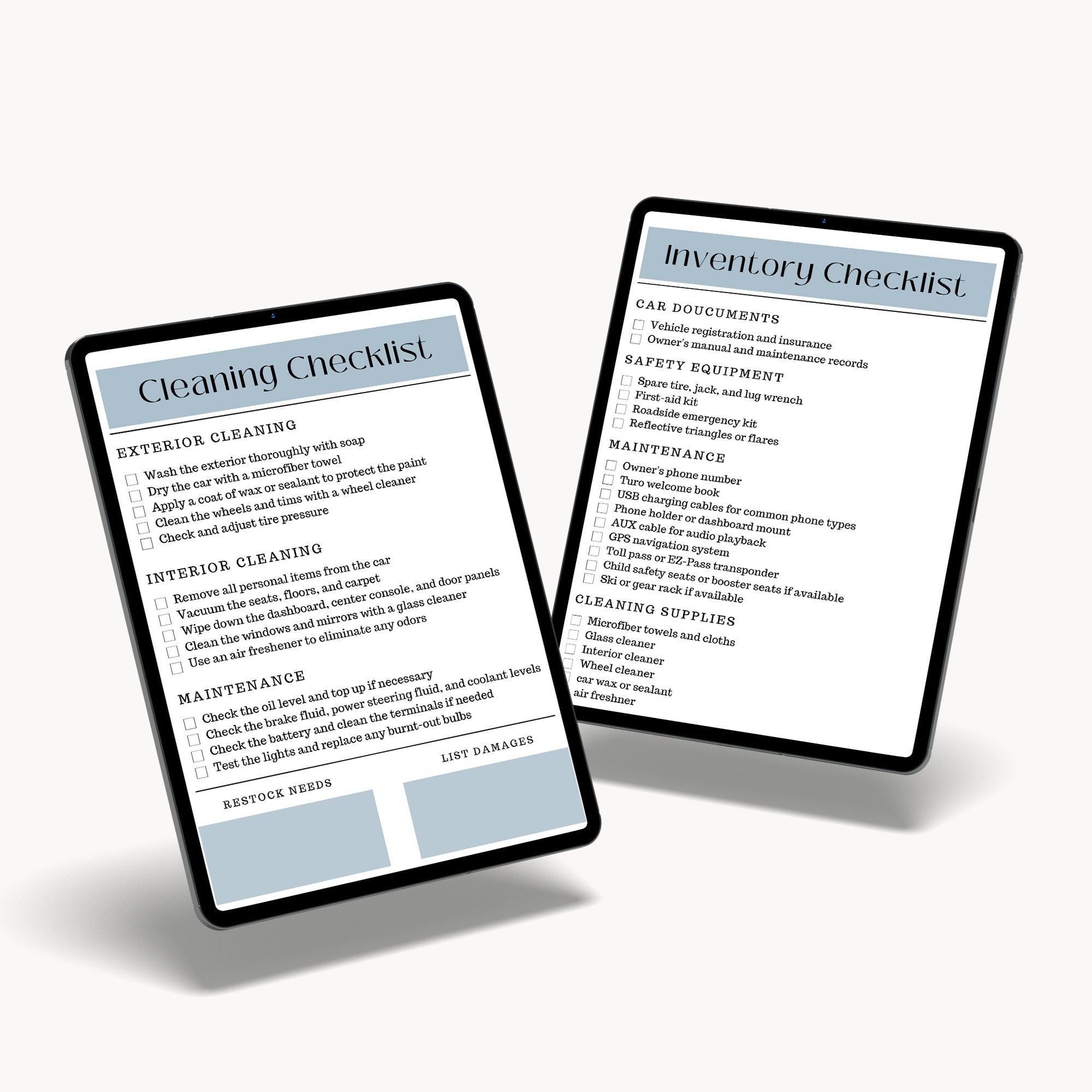 Turo Rental Checklist Bundle, Turo Cleaning Checklist, Turo Inventory ...