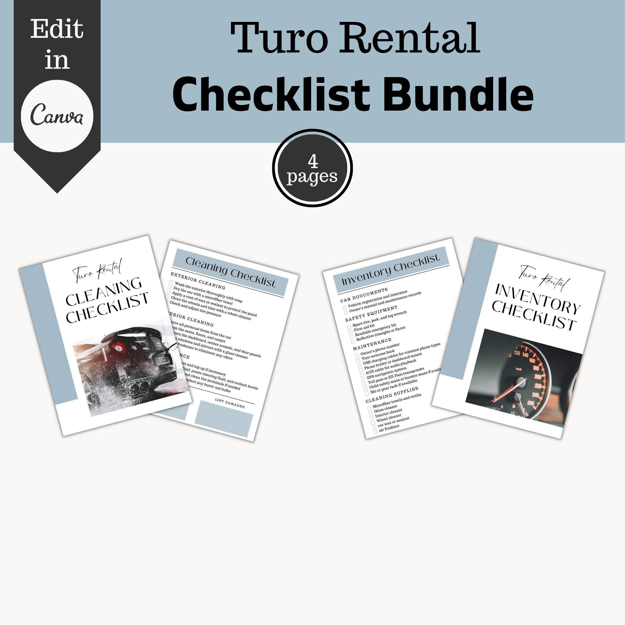 Turo Rental Checklist Bundle, Turo Cleaning Checklist, Turo Inventory ...