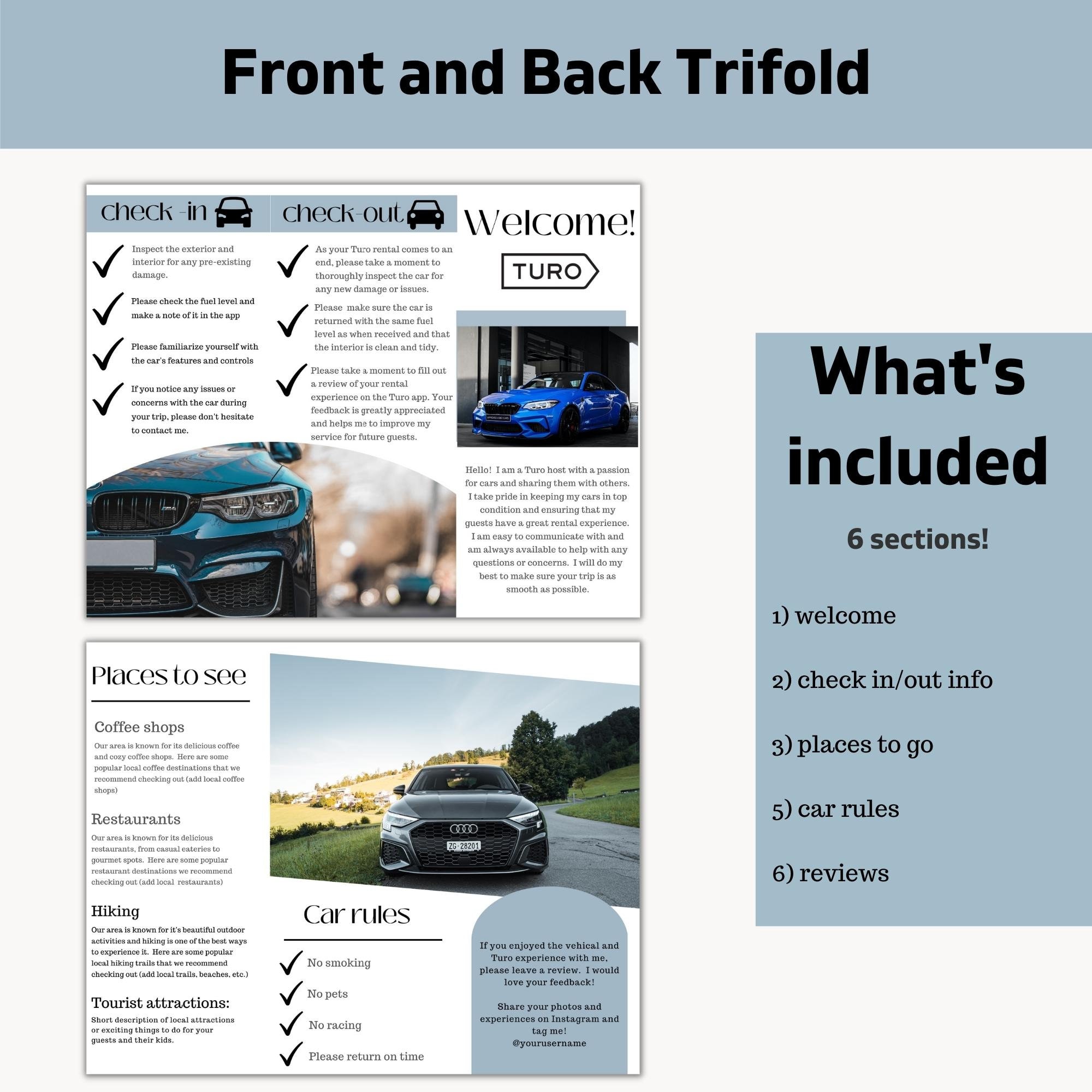 Turo Rental Essential Host Bundle Turo Rental Welcome Book - Etsy