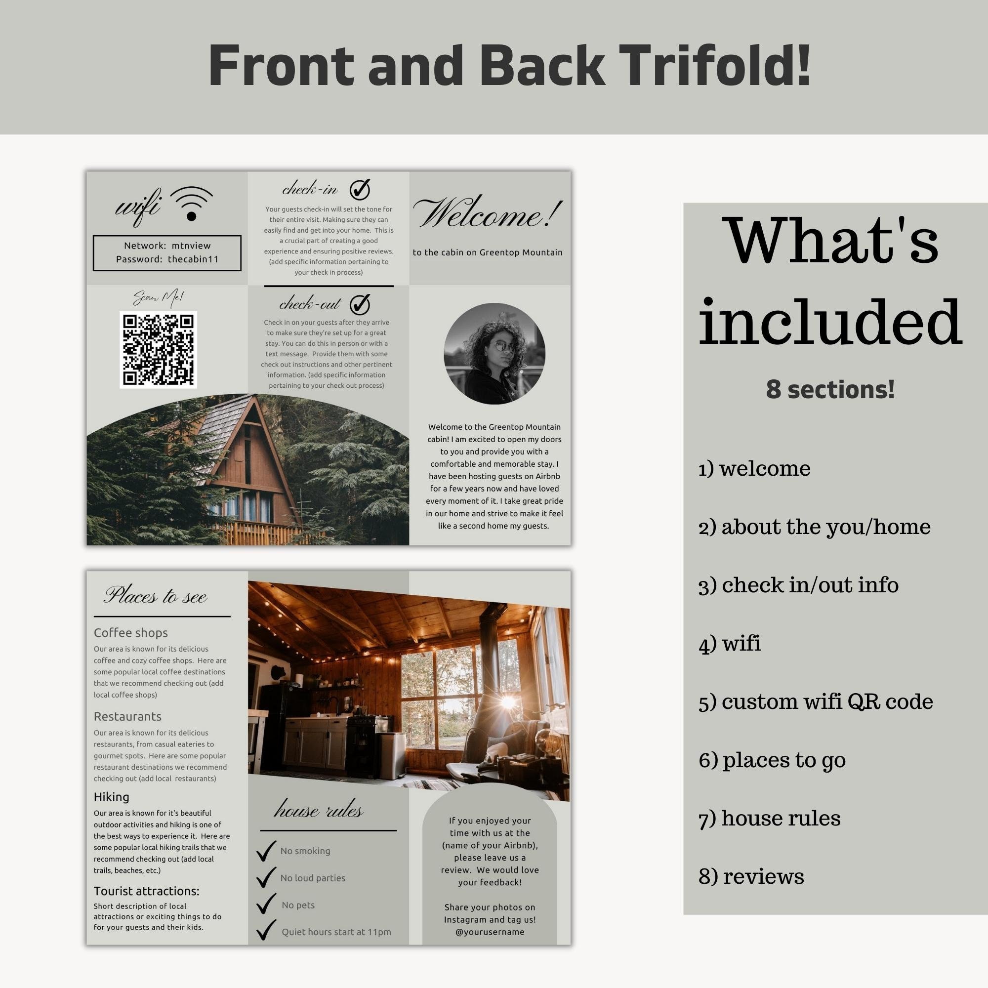 Short-term Rental Welcome Brochure, Airbnb Welcome Trifold Booklet ...